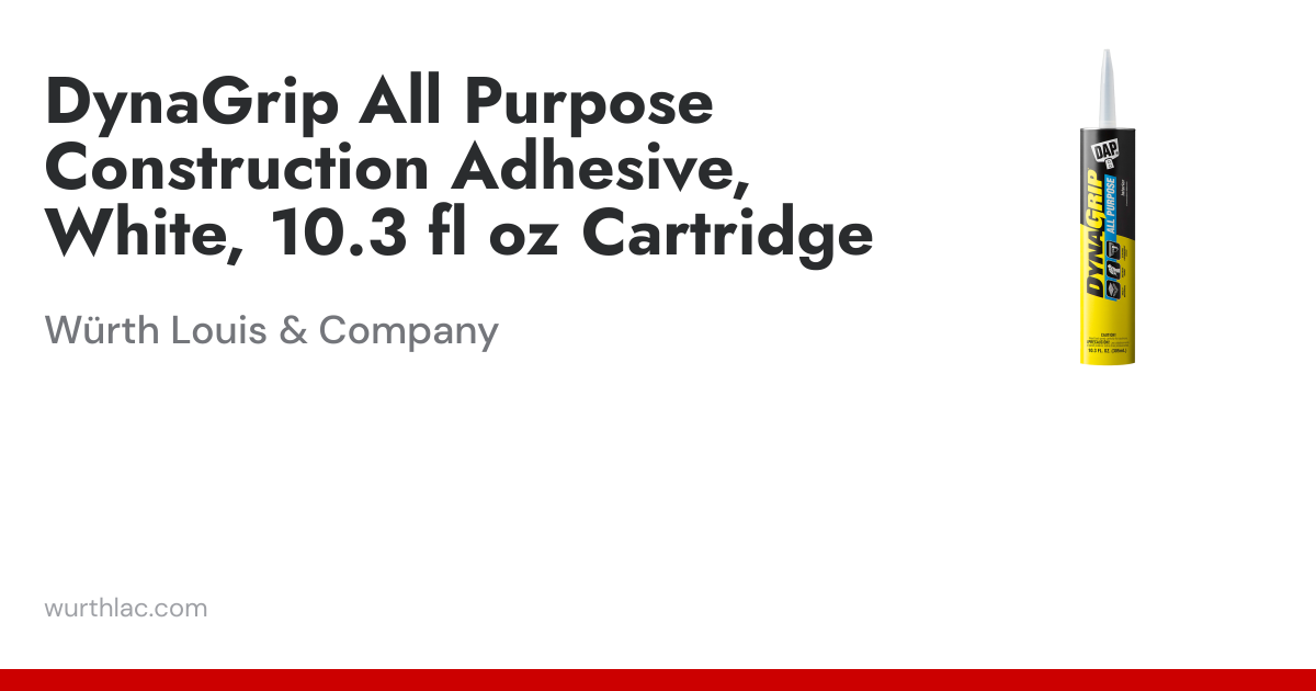 DynaGrip All Purpose Construction Adhesive, White, 10.3 fl oz Cartridge ...