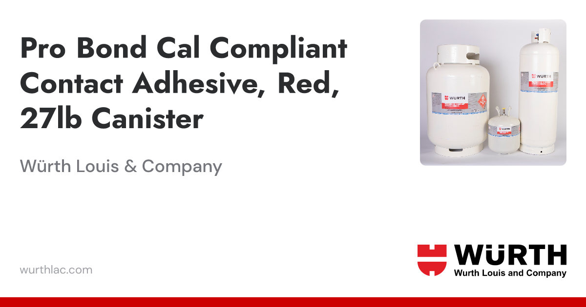 Pro Bond Cal Compliant Contact Adhesive, Red, 27lb Canister | Würth ...