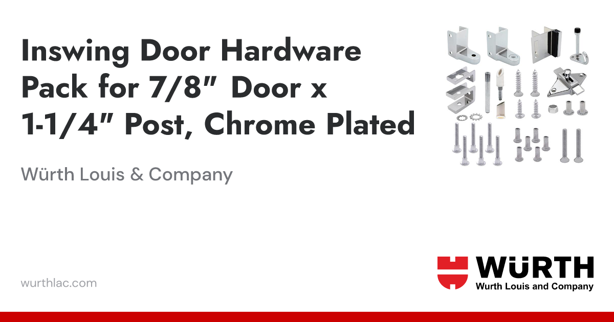 Inswing Door Hardware Pack for 7/8" Door x 1-1/4" Post, Chrome Plated ...