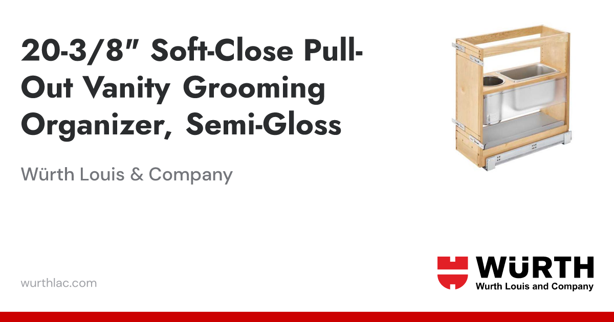 20-3/8" Soft-Close Pull-Out Vanity Grooming Organizer, Semi-Gloss ...