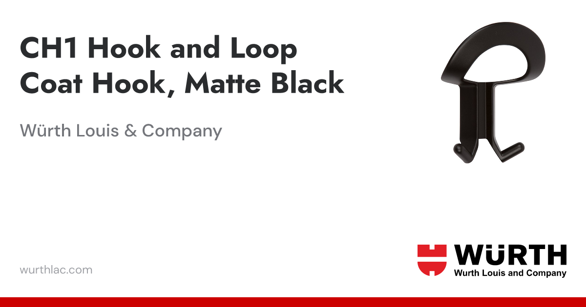 CH1 Hook and Loop Coat Hook, Matte Black | Würth Louis & Company