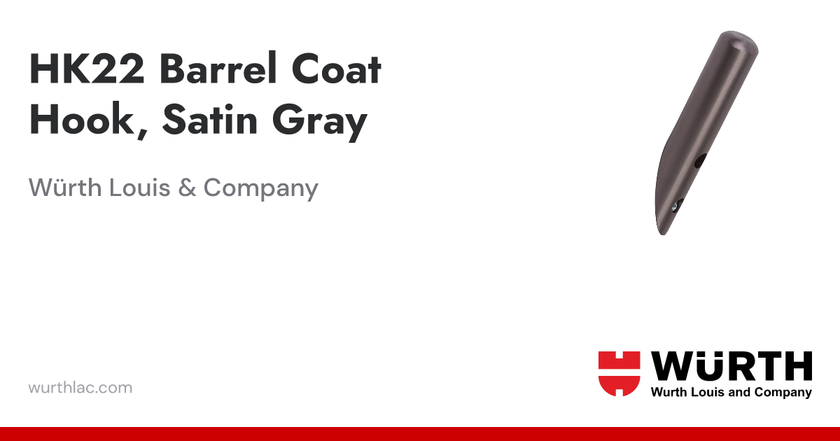 HK22 Barrel Coat Hook, Satin Gray | Würth Louis & Company