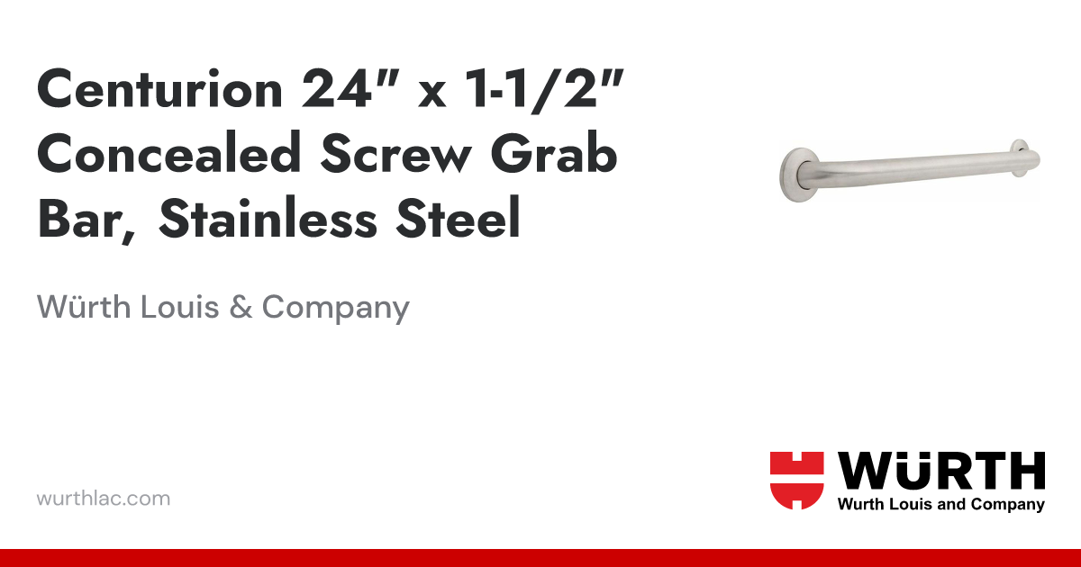 Centurion 24" x 1-1/2" Concealed Screw Grab Bar, Stainless Steel ...
