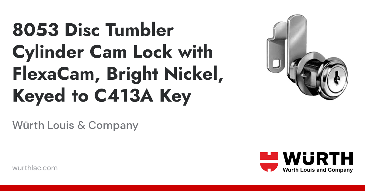 8053 Disc Tumbler Cylinder Cam Lock with FlexaCam, Bright Nickel, Keyed ...