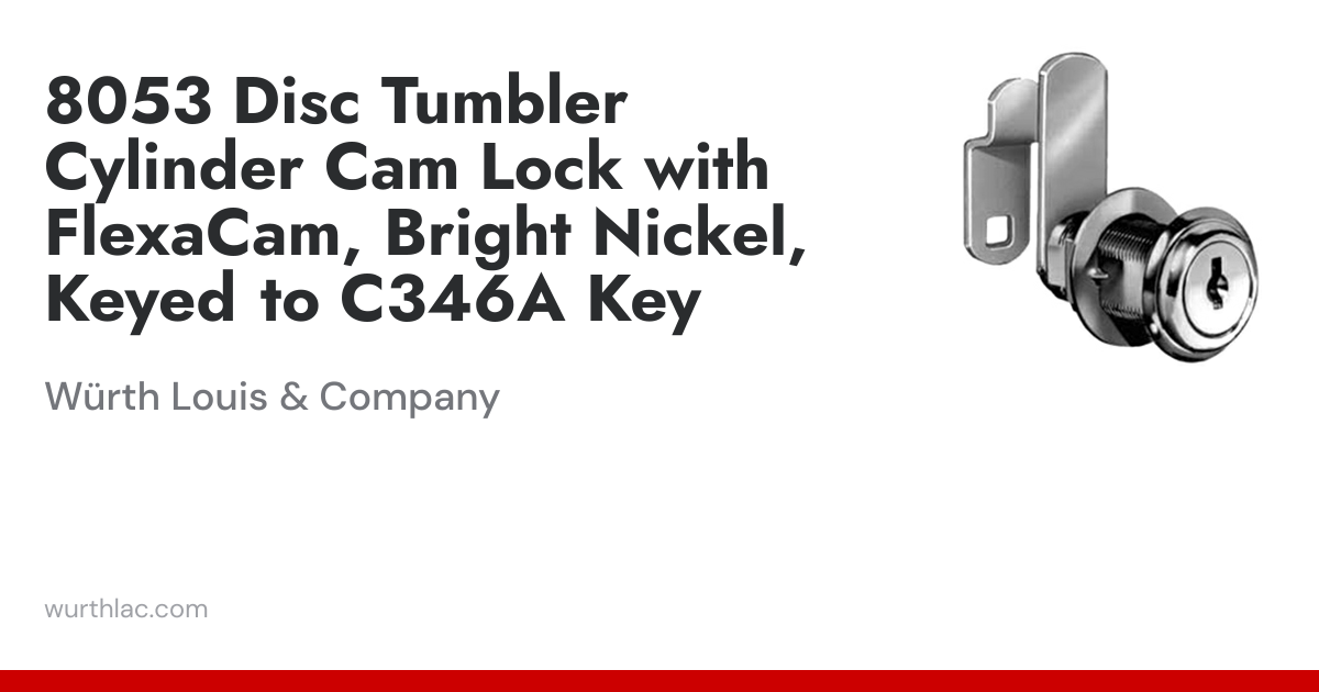 8053 Disc Tumbler Cylinder Cam Lock with FlexaCam, Bright Nickel, Keyed ...