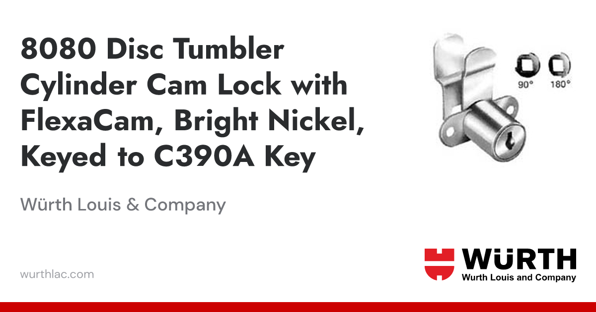 8080 Disc Tumbler Cylinder Cam Lock with FlexaCam, Bright Nickel, Keyed ...