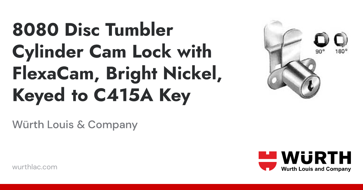 8080 Disc Tumbler Cylinder Cam Lock with FlexaCam, Bright Nickel, Keyed ...