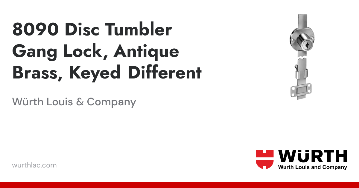 8090 Disc Tumbler Gang Lock, Antique Brass, Keyed Different | Würth ...