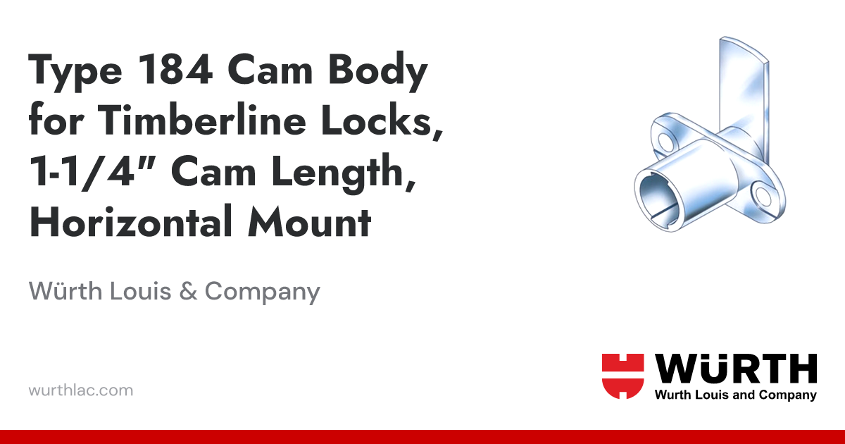 Type 184 Cam Body for Timberline Locks, 1-1/4" Cam Length, Horizontal ...