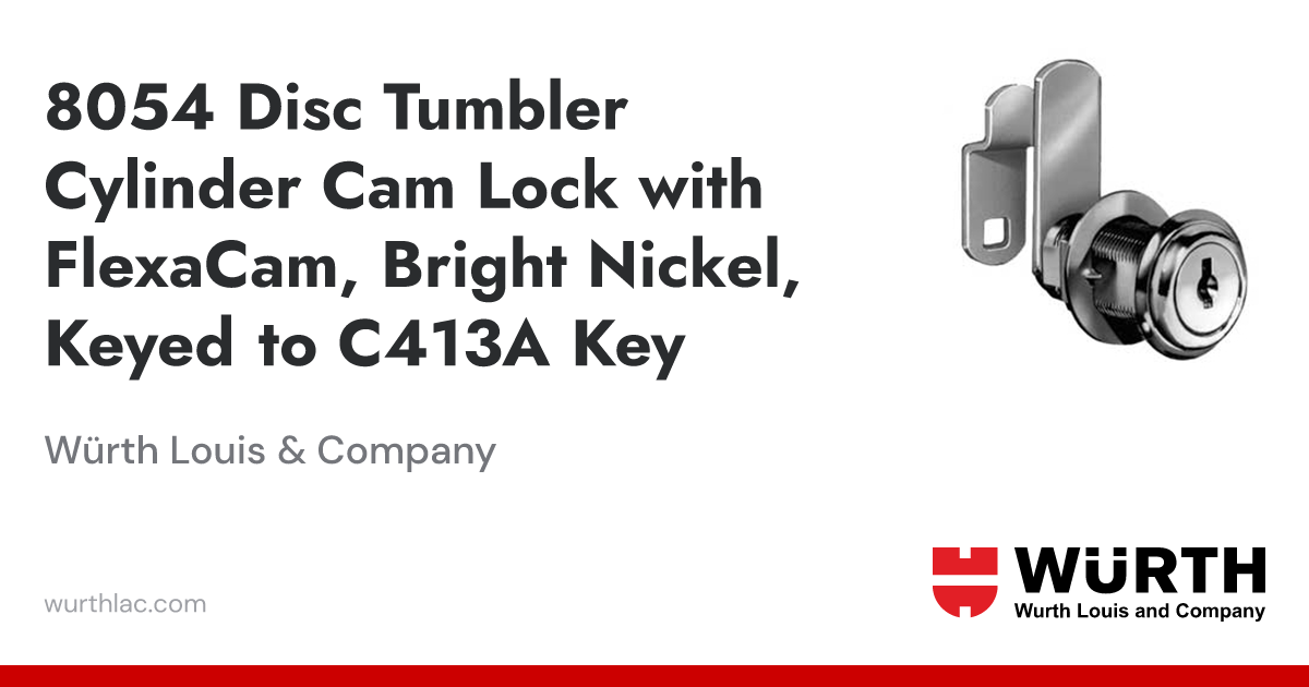 8054 Disc Tumbler Cylinder Cam Lock with FlexaCam, Bright Nickel, Keyed ...