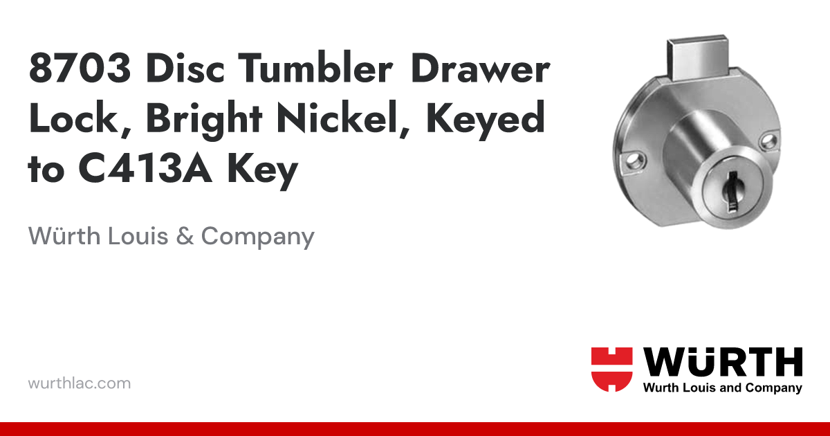 8703 Disc Tumbler Drawer Lock, Bright Nickel, Keyed to C413A Key ...