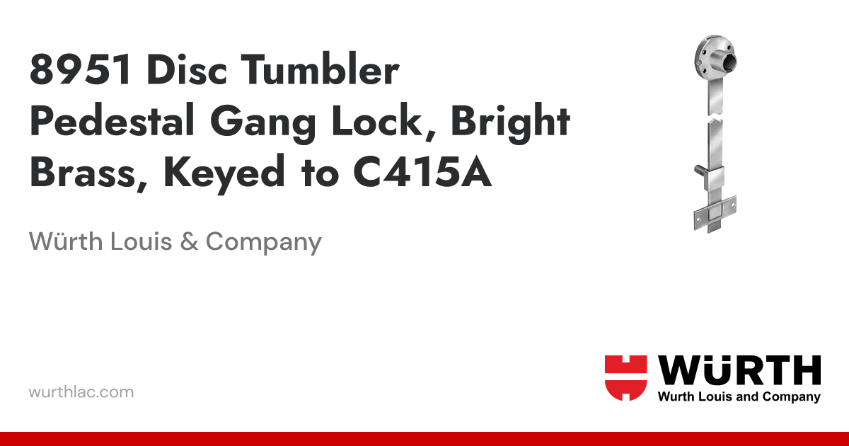 8951 Disc Tumbler Pedestal Gang Lock, Bright Brass, Keyed to C415A ...