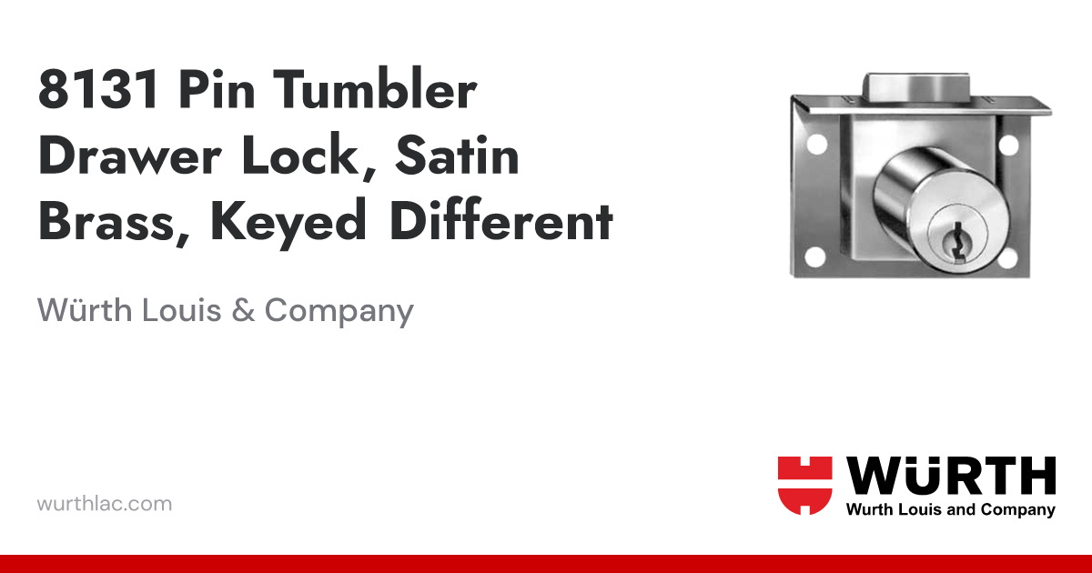 8131 Pin Tumbler Drawer Lock, Satin Brass, Keyed Different | Würth ...