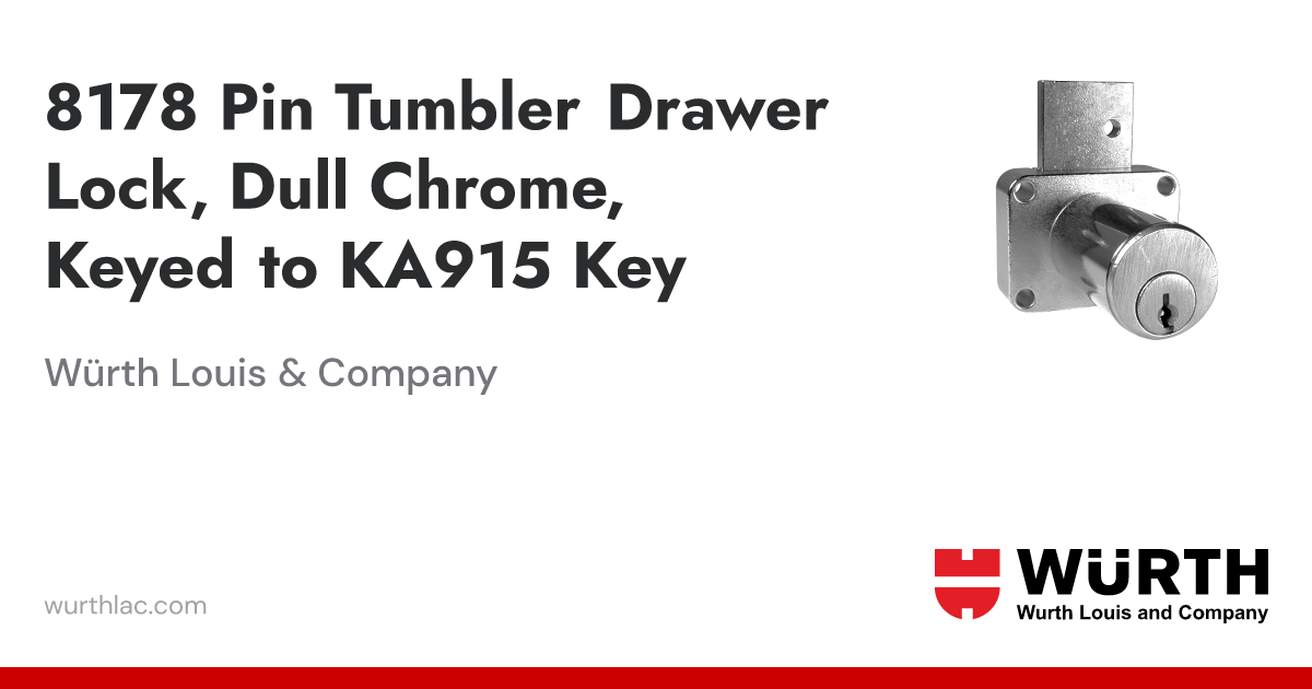 8178 Pin Tumbler Drawer Lock, Dull Chrome, Keyed to KA915 Key | Würth ...