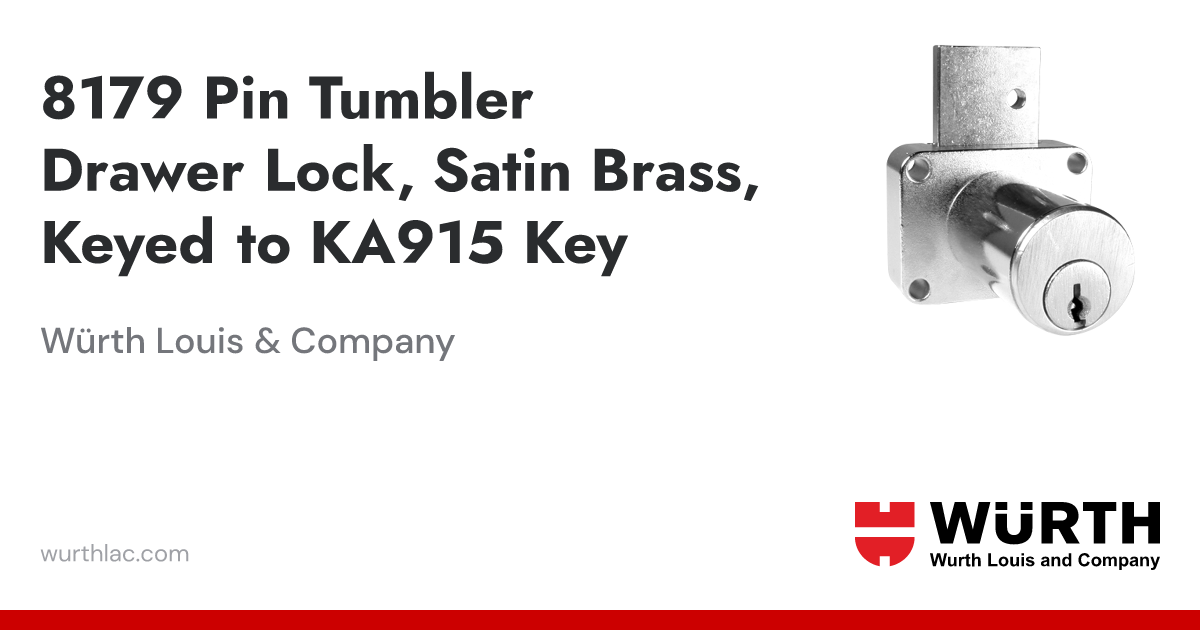 8179 Pin Tumbler Drawer Lock, Satin Brass, Keyed to KA915 Key | Würth ...
