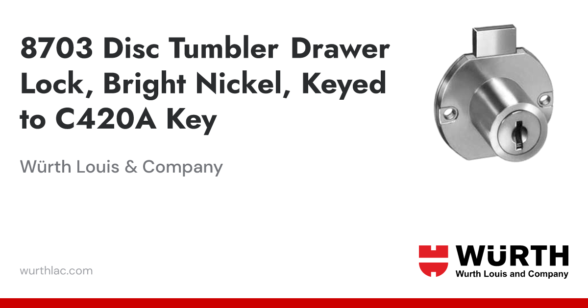 8703 Disc Tumbler Drawer Lock, Bright Nickel, Keyed to C420A Key ...