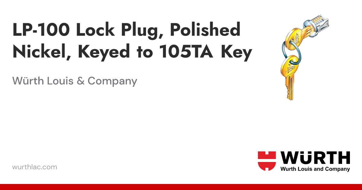 LP-100 Lock Plug, Polished Nickel, Keyed to 105TA Key | Würth Louis ...