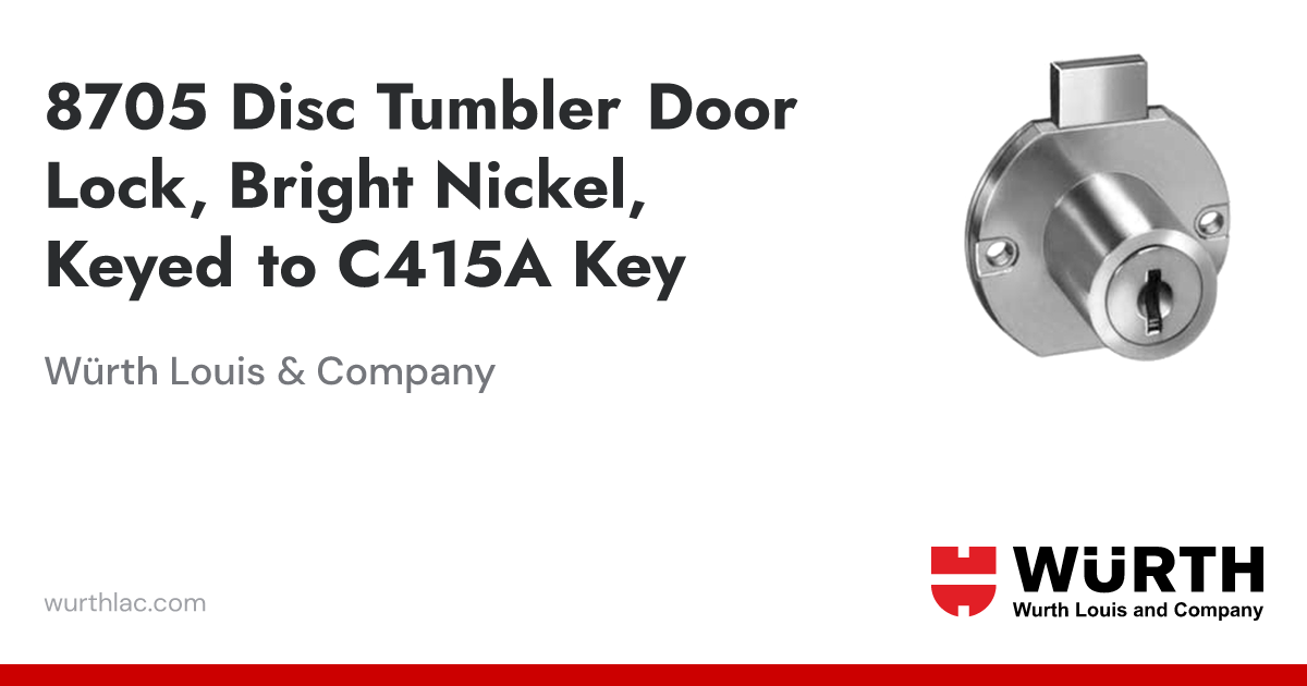 8705 Disc Tumbler Door Lock, Bright Nickel, Keyed to C415A Key | Würth ...