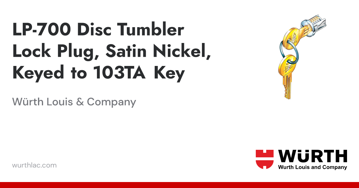 LP-700 Disc Tumbler Lock Plug, Satin Nickel, Keyed to 103TA Key | Würth ...