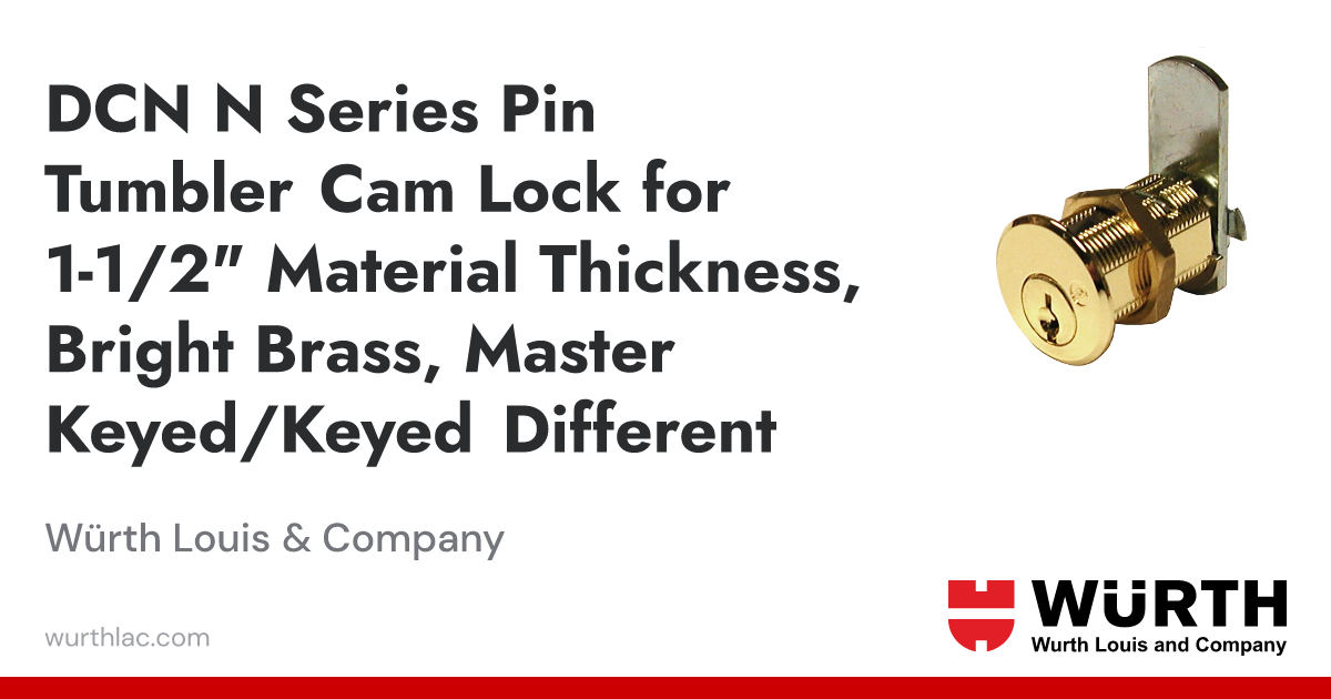 DCN N Series Pin Tumbler Cam Lock for 1-1/2" Material Thickness, Bright ...