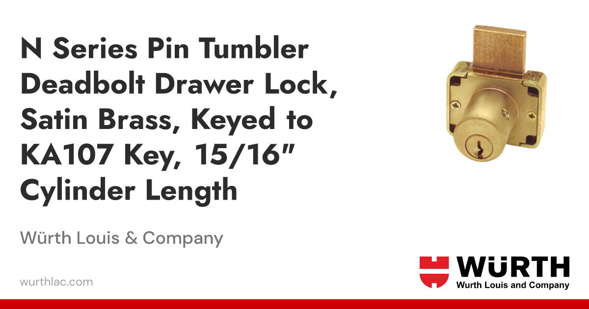 N Series Pin Tumbler Deadbolt Drawer Lock, Satin Brass, Keyed to KA107 ...