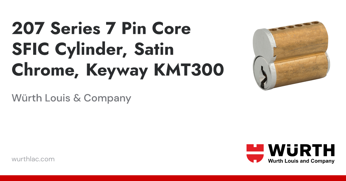 207 Series 7 Pin Core SFIC Cylinder, Satin Chrome, Keyway KMT300 ...