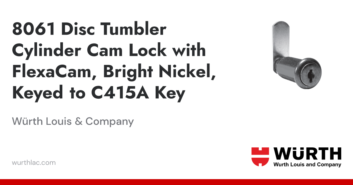 8061 Disc Tumbler Cylinder Cam Lock with FlexaCam, Bright Nickel, Keyed ...