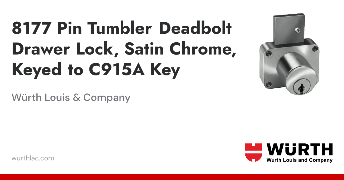 8177 Pin Tumbler Deadbolt Drawer Lock, Satin Chrome, Keyed to C915A Key ...