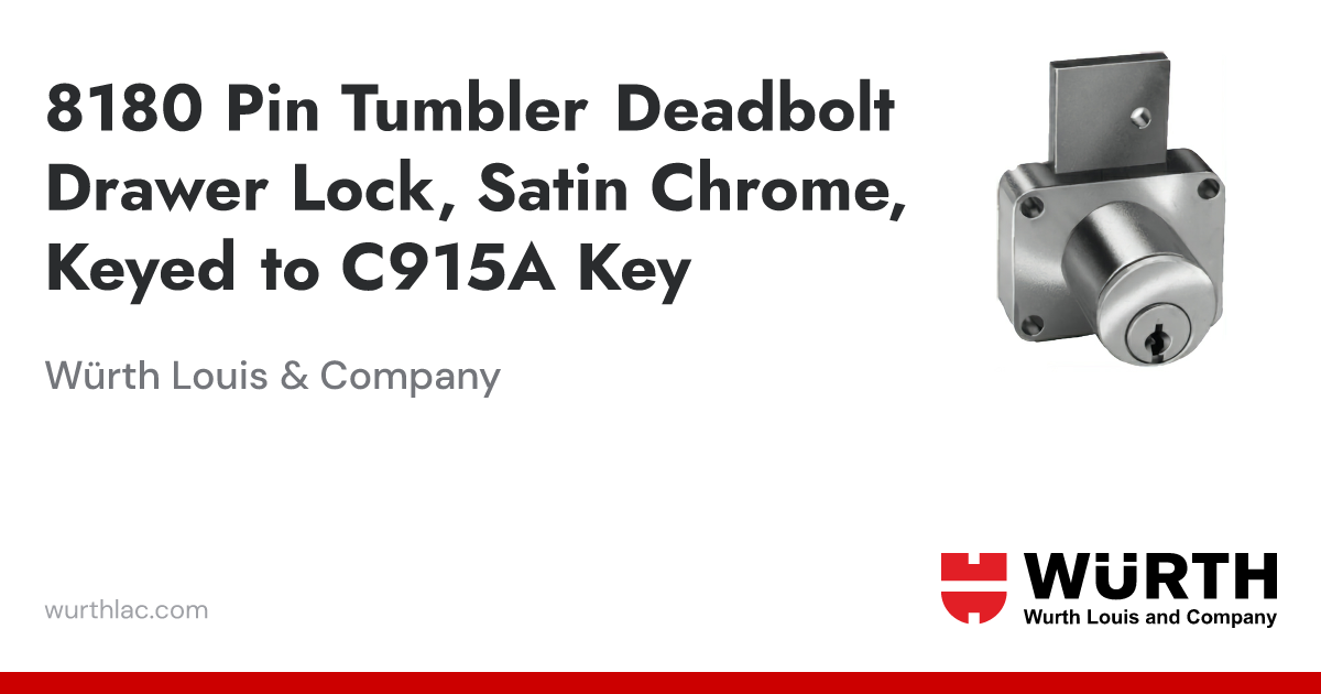 8180 Pin Tumbler Deadbolt Drawer Lock, Satin Chrome, Keyed to C915A Key ...