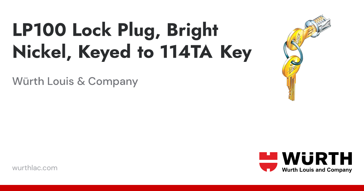 LP100 Lock Plug, Bright Nickel, Keyed to 114TA Key | Würth Louis & Company