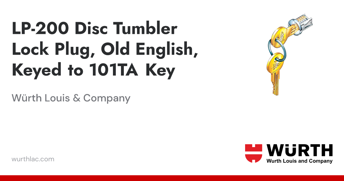 LP-200 Disc Tumbler Lock Plug, Old English, Keyed to 101TA Key | Würth ...
