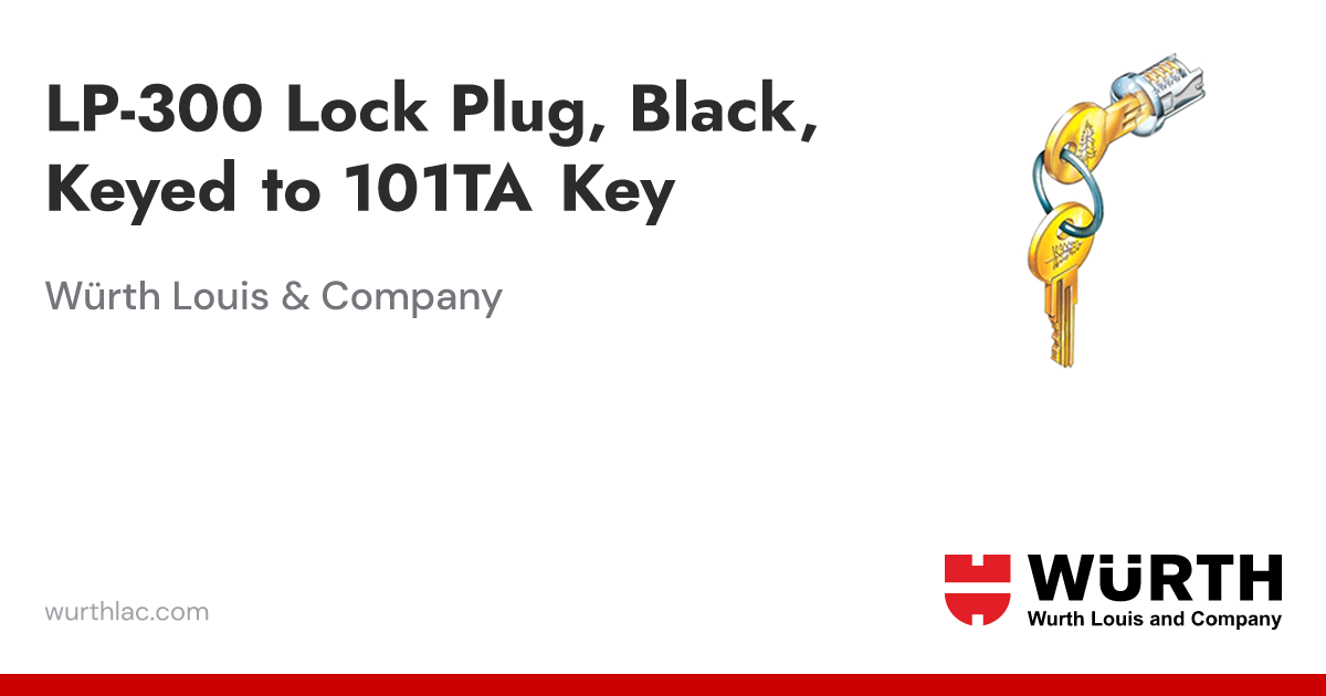 LP-300 Lock Plug, Black, Keyed to 101TA Key | Würth Louis & Company