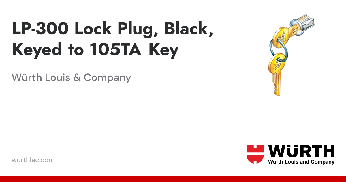 LP-300 Lock Plug, Black, Keyed to 105TA Key | Würth Louis & Company