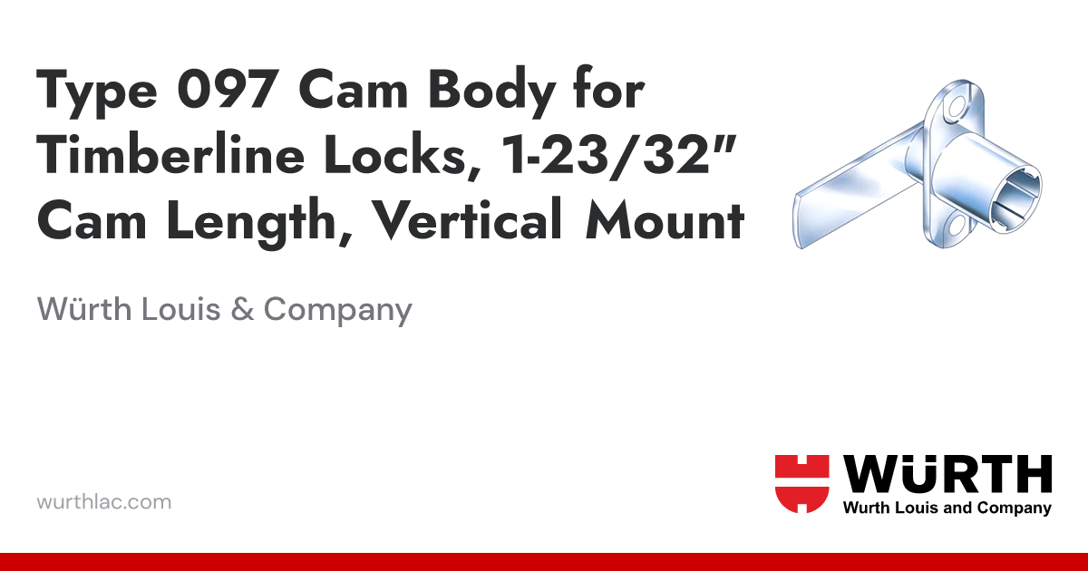 Type 097 Cam Body for Timberline Locks, 1-23/32" Cam Length, Vertical ...
