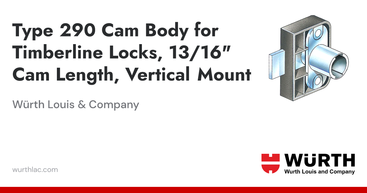 Type 290 Cam Body for Timberline Locks, 13/16" Cam Length, Vertical ...