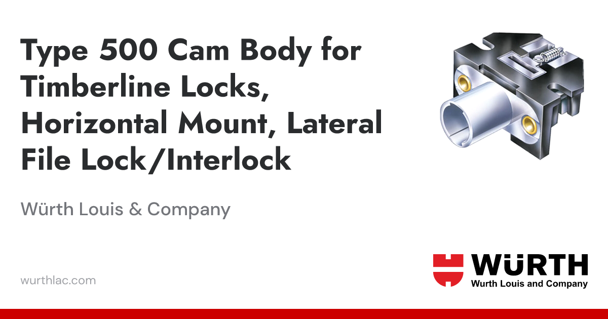 Type 500 Cam Body for Timberline Locks, Horizontal Mount, Lateral File ...