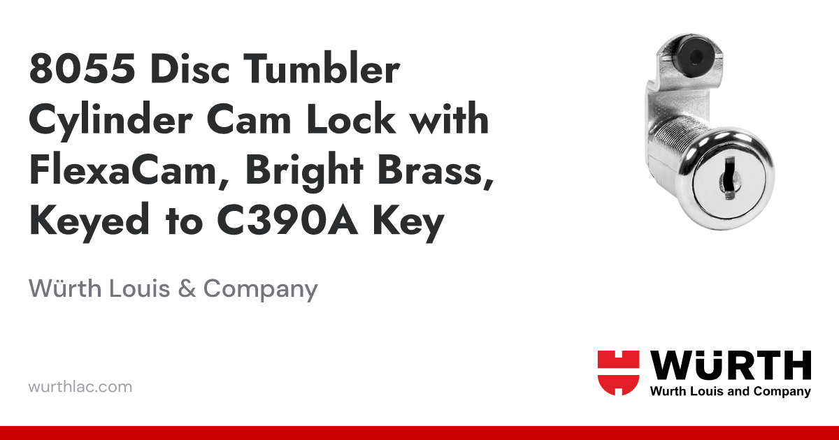 8055 Disc Tumbler Cylinder Cam Lock with FlexaCam, Bright Brass, Keyed ...