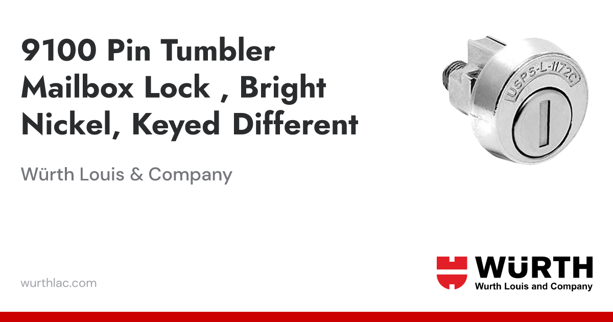 9100 Pin Tumbler Mailbox Lock , Bright Nickel, Keyed Different | Würth ...