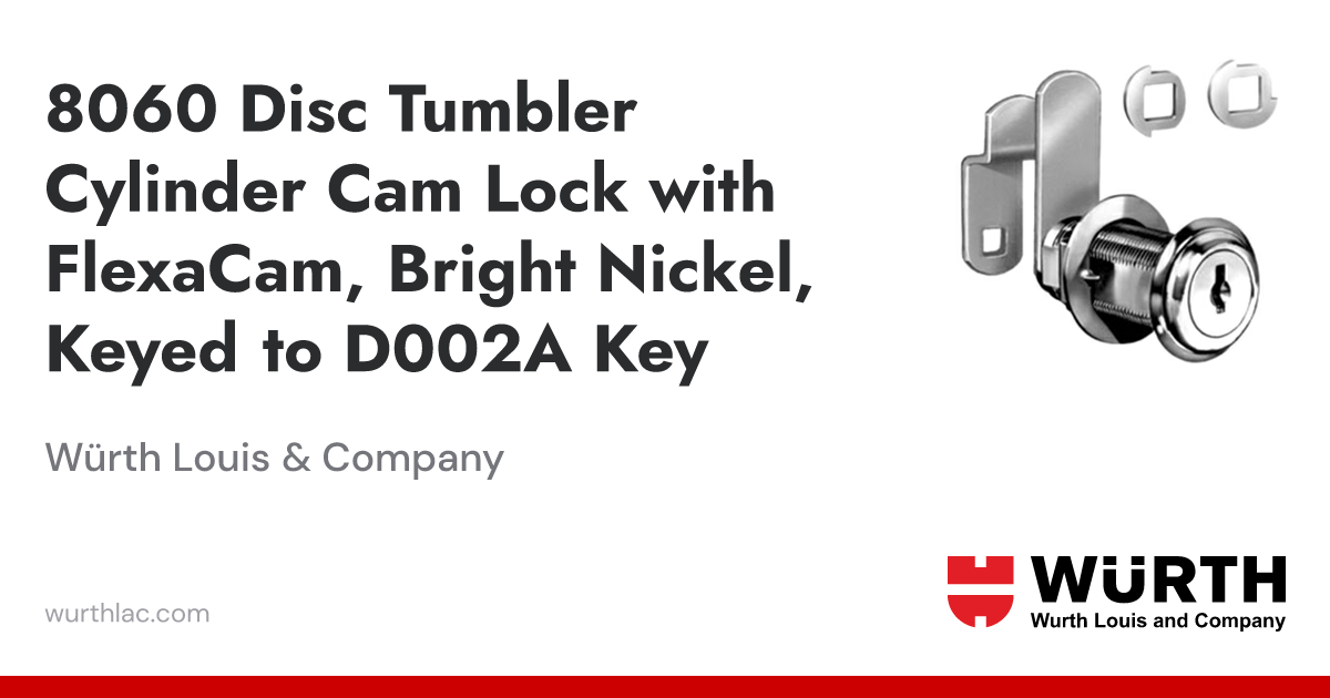 8060 Disc Tumbler Cylinder Cam Lock with FlexaCam, Bright Nickel, Keyed ...
