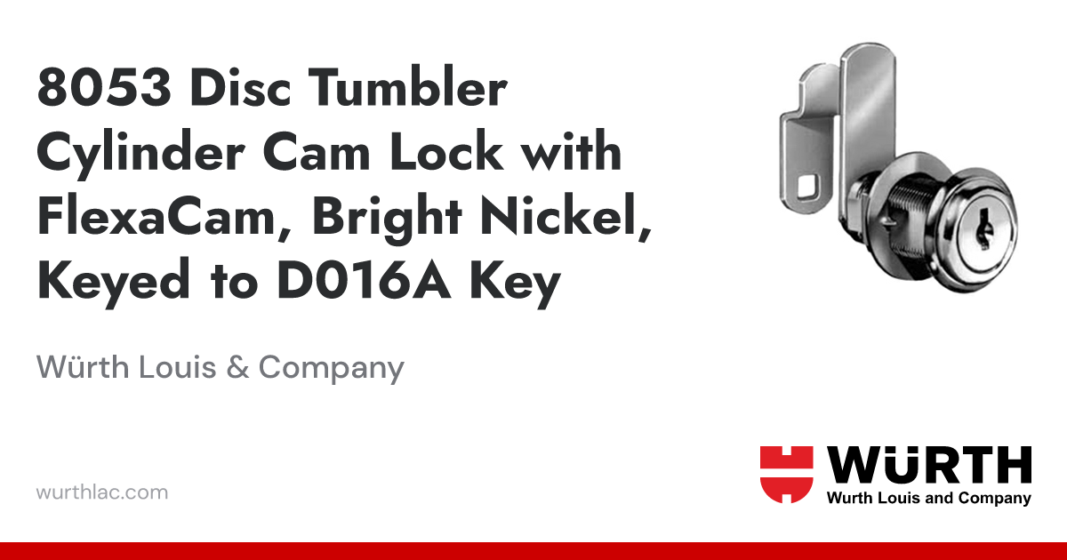 8053 Disc Tumbler Cylinder Cam Lock with FlexaCam, Bright Nickel, Keyed ...