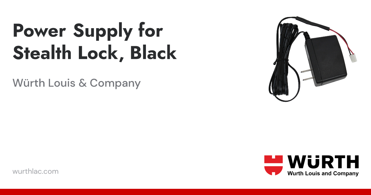 Power Supply for Stealth Lock, Black | Würth Louis & Company
