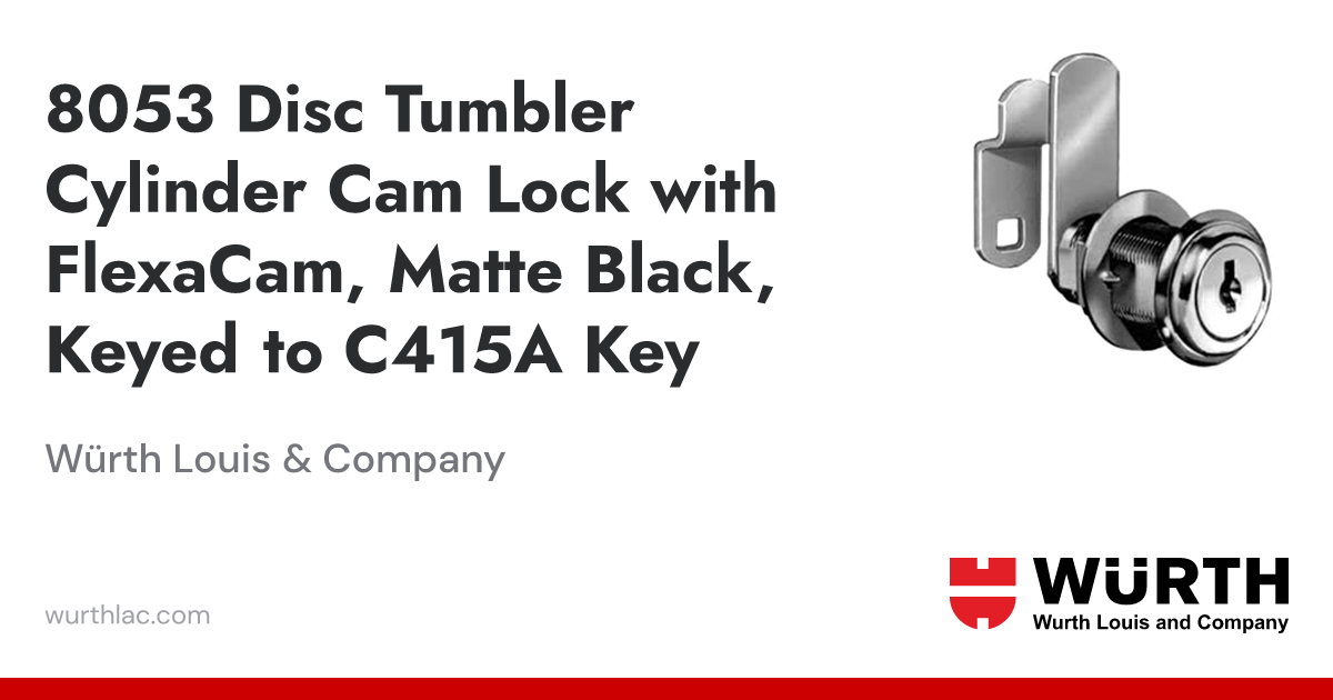 8053 Disc Tumbler Cylinder Cam Lock with FlexaCam, Matte Black, Keyed ...
