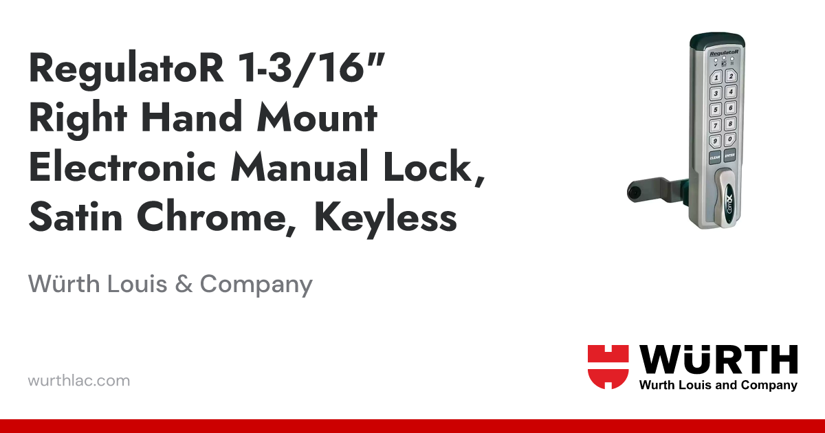 RegulatoR 1-3/16" Right Hand Mount Electronic Manual Lock, Satin Chrome ...