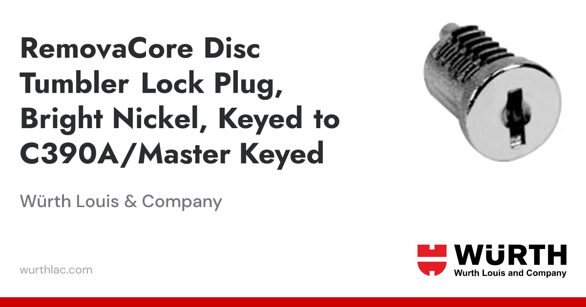RemovaCore Disc Tumbler Lock Plug, Bright Nickel, Keyed to C390A/Master ...