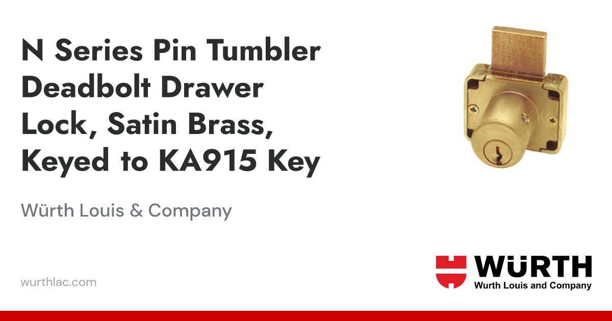 N Series Pin Tumbler Deadbolt Drawer Lock, Satin Brass, Keyed to KA915 ...