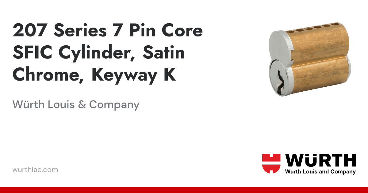 207 Series 7 Pin Core SFIC Cylinder, Satin Chrome, Keyway K | Würth ...