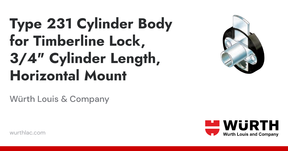 Type 231 Cylinder Body for Timberline Lock, 3/4" Cylinder Length ...
