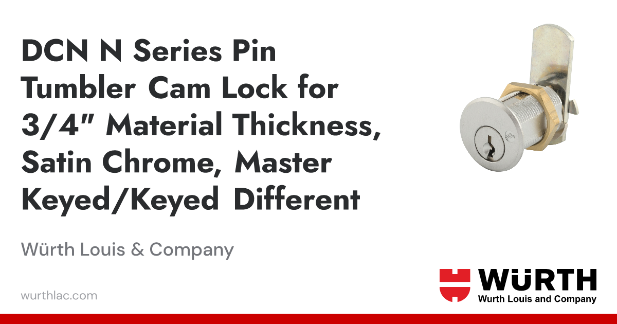 DCN N Series Pin Tumbler Cam Lock for 3/4" Material Thickness, Satin Chrome, Master Keyed/Keyed ...