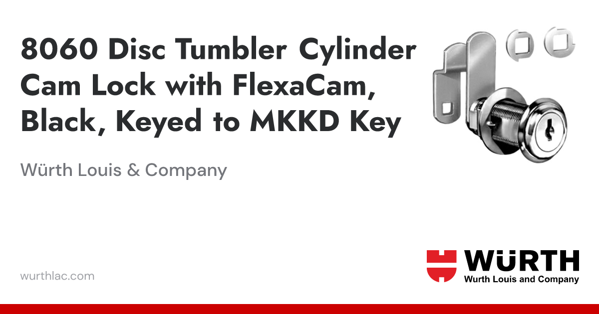 8060 Disc Tumbler Cylinder Cam Lock with FlexaCam, Black, Keyed to MKKD ...