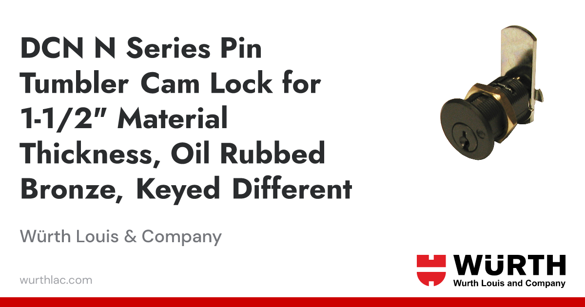 DCN N Series Pin Tumbler Cam Lock for 1-1/2" Material Thickness, Oil ...